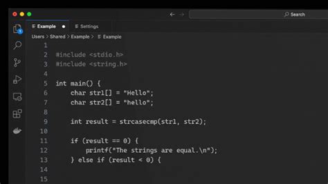 basic example of c function strncmp