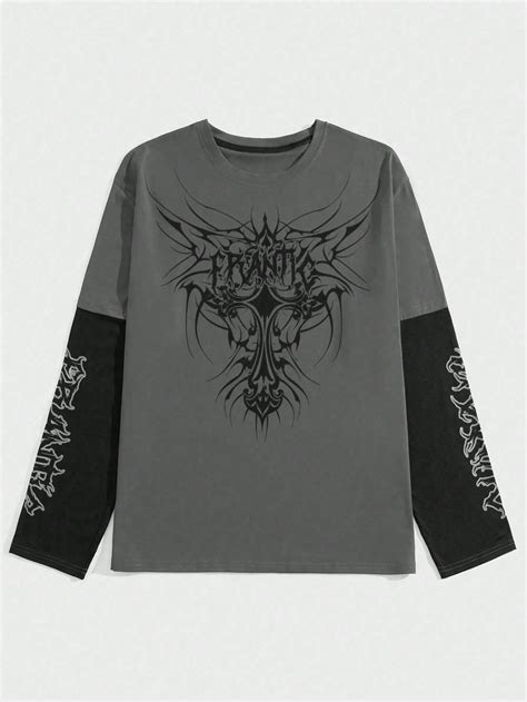 Herren 2 In 1 T Shirt Mit Buchstaben Muster Schule In 2025 Druck T