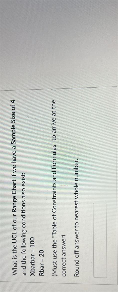 Solved What Is The Ucl Of Our Range Chart If We Have A