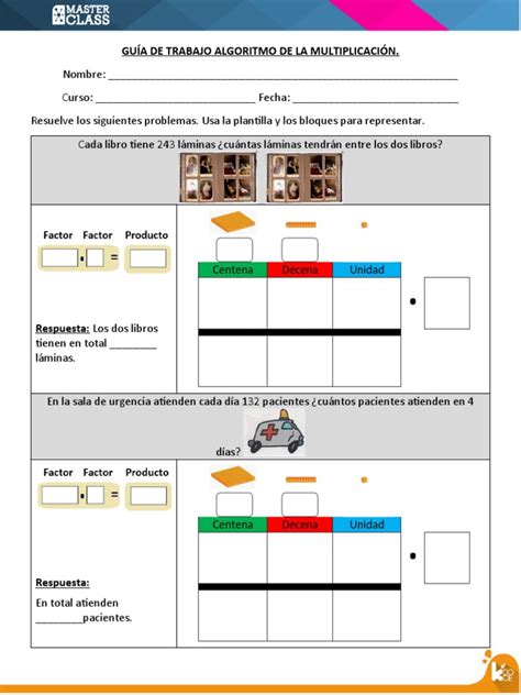 Guia De Trabajo Algoritmo De La Multiplicacion Forma A Pdf