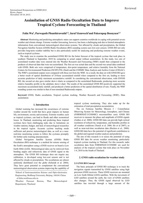 Pdf Assimilation Of Gnss Radio Occultation Data To Improve Tropical Cyclone Forecasting In