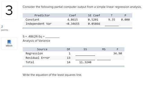 Solved Consider The Following Partial Computer Output From A