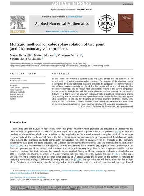 PDF Multigrid Methods For Cubic Spline Solution Of Two Point And D Boundary Value Problems