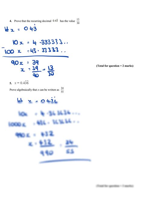 SOLUTION Gcse Recurring Decimals Completed Studypool
