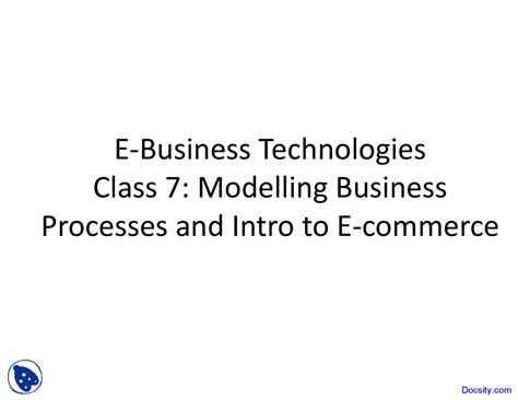 Modelling Business E Commerce Lecture Slides Docsity