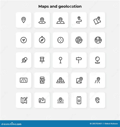 Geolocation Line Icons Collection Tracking Mapping Location Gps