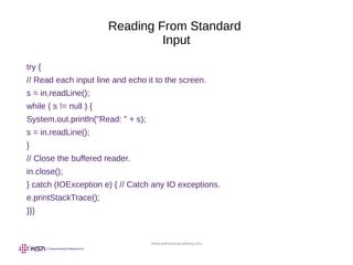 Core Java Programming Language JSE Chapter XI Console I O And