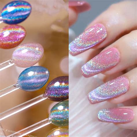 Buy 8ml Rainbow Cat Eye Gel Nail Polish Holographic Laser Colorful