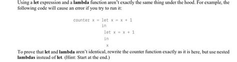 Solved Using A Let Expression And A Lambda Function Arent