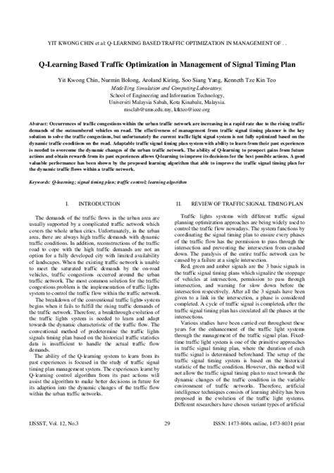 Pdf Q Learning Based Traffic Optimization In Management Of Signal Timing Plan