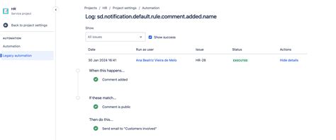 Access The Internal Customer Notifications Logs Through Legacy Automation Jira And Jira