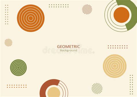 Abstract Geometric Template Flat Design With Simple Shapes Of Circles Lines And Dots On Beige