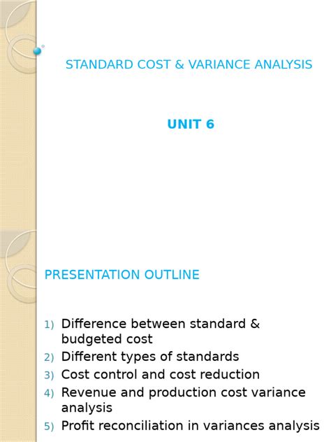 Unit 06 Standard Cost And Variance Analysis Pdf Labour Economics