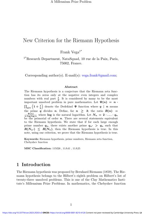 Pdf New Criterion For The Riemann Hypothesis