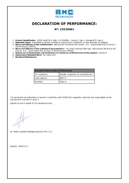 DECLARATION OF PERFORMANCE N AMC Mecanocaucho NBS Source