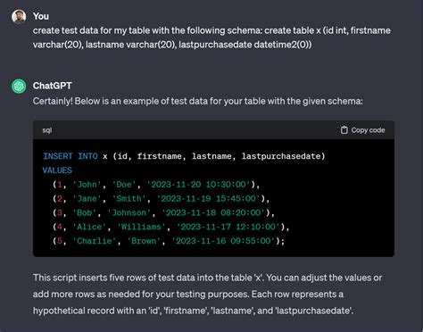 Using Ai To Create Test Data Sql Tech Blog