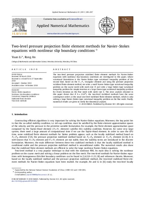 Pdf Two Level Pressure Projection Finite Element Methods For Navierstokes Equations With