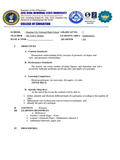 Lesson Plan Polygons Download Free Pdf Polygon Line Geometry