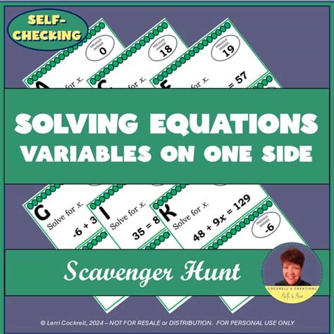 Solving Equations Variables On One Side Integer Sol Printable