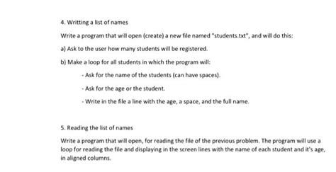 Solved Writting A List Of Names Write A Program That Will Chegg