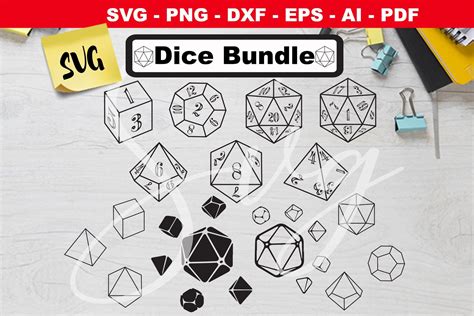 Rpg Dice Bundle Svg D20 Polyhedral Dice Clip Art Rpg Games Role Playing Game Svg Dice