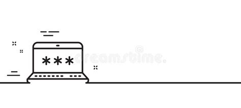 Laptop With Password Notification And Lock Line Icon Isolated Concept Of Security Personal