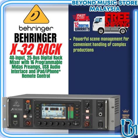 Behringer X32 Rack 40 Input 25 Bus Digital Rack Mixer With 16 Programmable Midas Preamps Usb