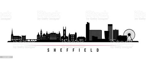 셰필드 스카이 라인 수평 배너 영국 셰필드의 블랙과 화이트 실루엣 디자인에 대한 벡터 템플릿입니다 셰필드에 대한 스톡 벡터 아트 및 기타 이미지 Istock