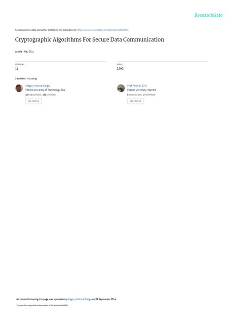 Cryptographic Algorithms For Secure Data Communica Pdf Encryption