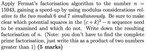 Apply Fermats Factorisation Algorithm To The Number Chegg