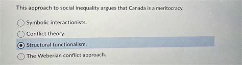 Solved This Approach To Social Inequality Argues That Canada