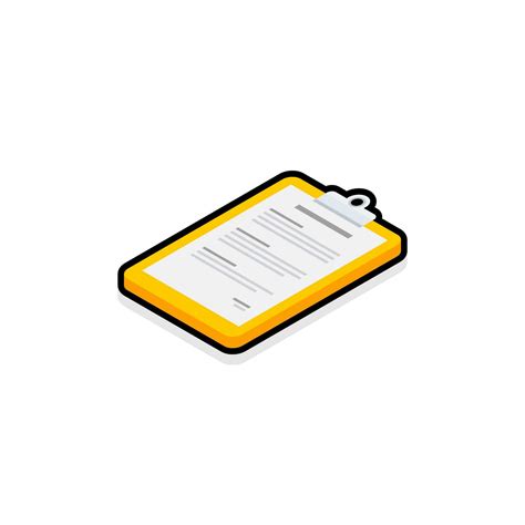 Clipboard Isometric Left View Black Stroke With Shadow Icon Vector Isometric Flat Style