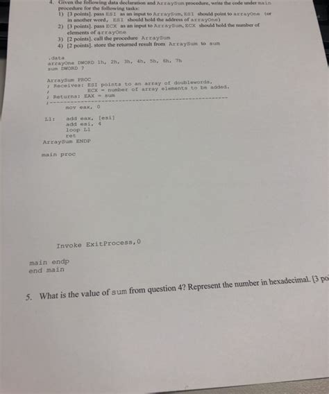 Solved 4 Given The Following Data Declaration And Arrayum