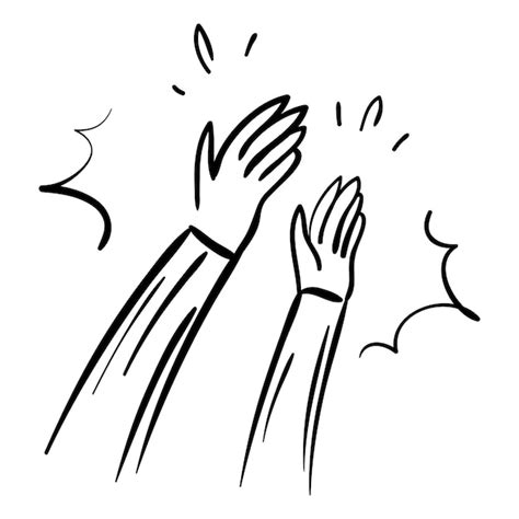 박수 손 그리기 벡터 일러스트 레이 션 프리미엄 벡터