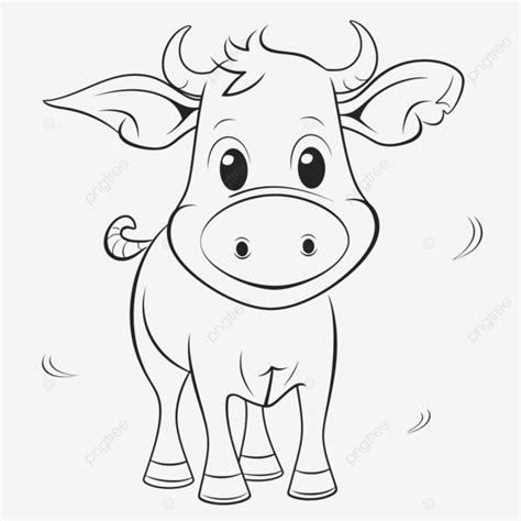 बच्चों के लिए कार्टून गाय रंग पेज स्केच ड्राइंग की रूपरेखा तैयार करता है वेक्टर सरल गाय ड्राइंग