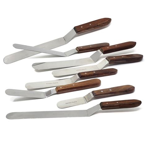 Offset Spatula With Stainless Steel Blade Wood Handle 8 Pcs Baker T