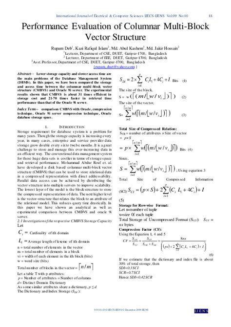 Pdf Performance Evaluation Of Columnar Multi Block Vector Structure