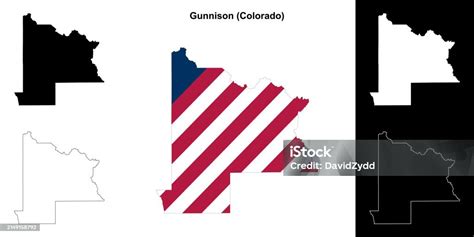 Gunnison County Outline Map Set Stock Illustration Download Image Now
