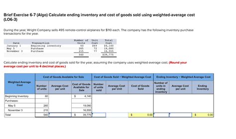 Solved Brief Exercise Algo Calculate Ending Inventory Chegg