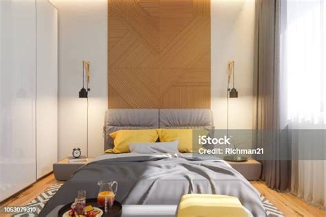 스 칸디 나 비아 스타일의 침실 인테리어 디자인 컨셉의 3d 그림 스칸디나비아 반도에 대한 스톡 사진 및 기타 이미지 스칸디나비아 반도 호텔 휴식 Istock