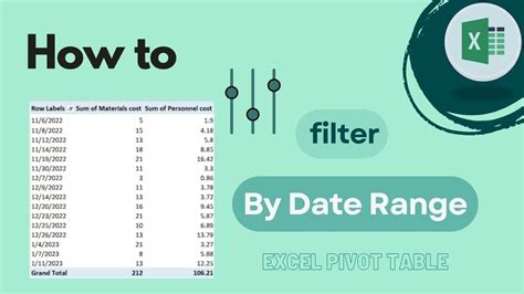 Excel Pivot Table How To Filter By A Date Range Youtube