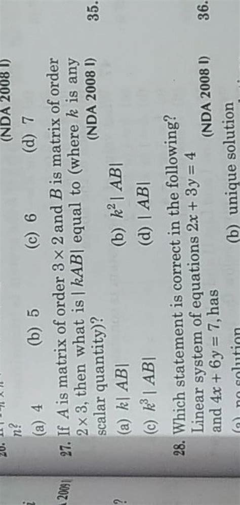 If A Is Matrix Of Order 3×2 And B Is Matrix Of Order 2×3 Then What Is ∣k
