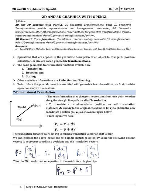 Unit 2 Cgip Pdf 2 D Computer Graphics Matrix Mathematics