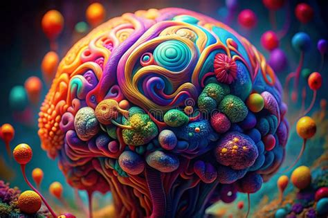 A Vibrant Exploration Of The Mind Psychedelic Brain Art Unveiling Intricate Neural Networks And