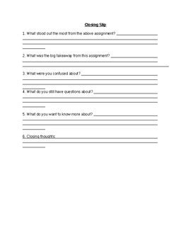 Exit Slip By Ms Solee S Classroom TPT