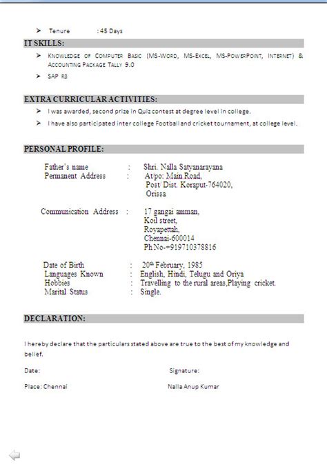 Iti Electrician Fresher Resume Format Iti Babe Resume Format Anjinho B Williamson Ga Us