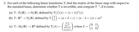 solved 2 for each of the following linear transforms t