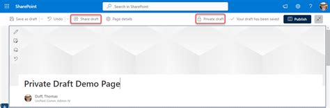 Creating Private Draft Pages In Sharepoint Online Sites One Minute