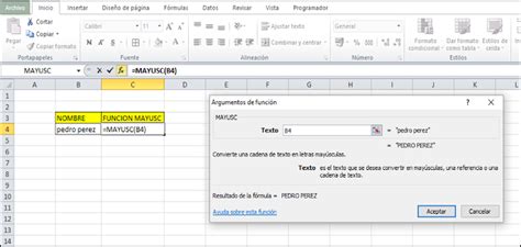 COMO USAR LA FUNCION MAYUSCULA EN EXCEL EXCELONLINEJC