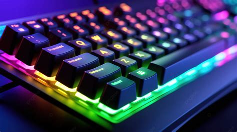 Close Up Of A Black Gaming Keyboard With Rgb Backlighting Creating A Vibrant Rainbow Effect 3d